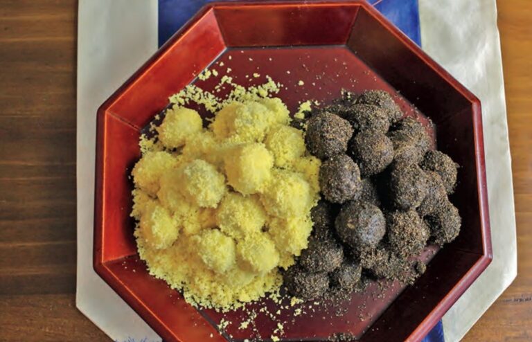 Rice Cake Balls Coated with Black Sesame Seed Powder (Heukimja ...